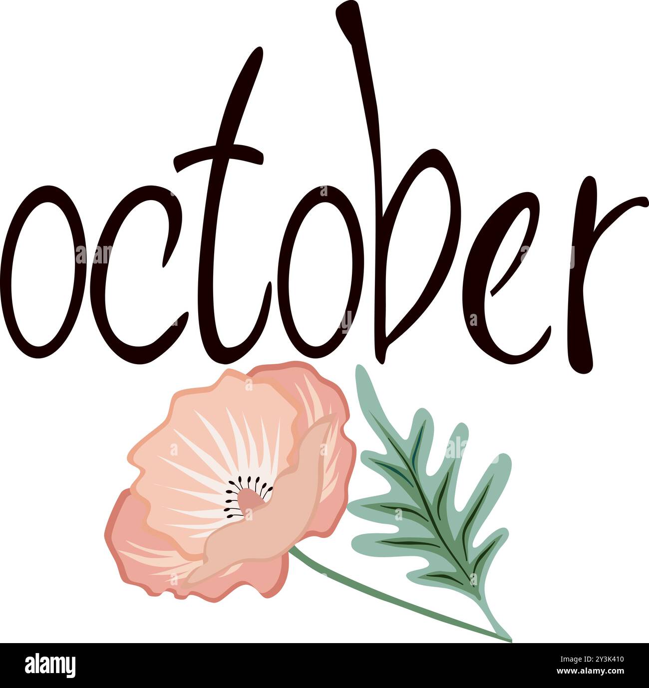 Set Vector Lettering of Month. Handwritten modern black outline ...