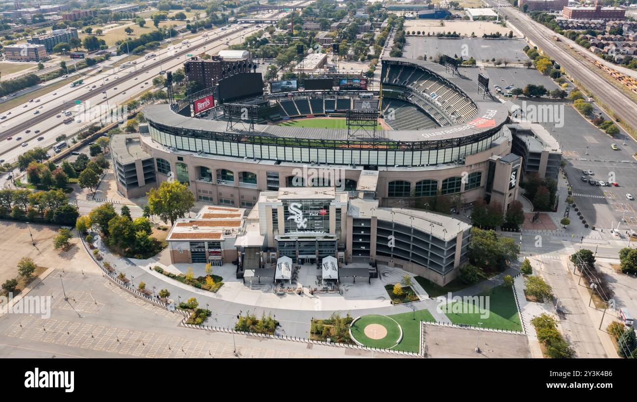 An aerial view of the MLB's Chicago White Sox's Guaranteed Rate Field ...