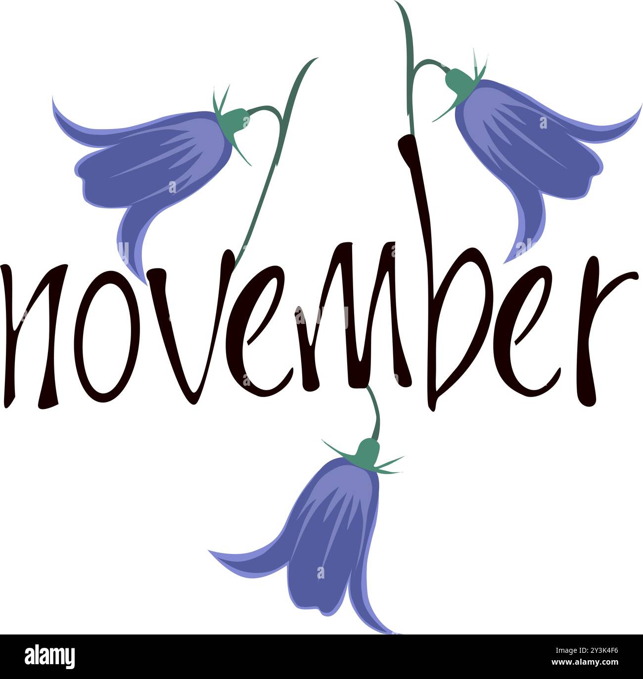 Set Vector Lettering of Month. Handwritten modern black outline ...