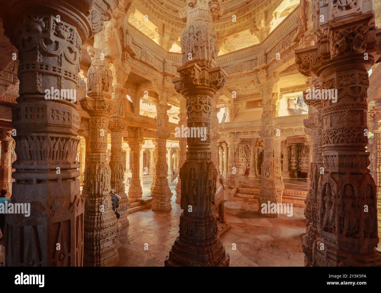 Bas-relief at columns at famous ancient Ranakpur Jain temple in ...