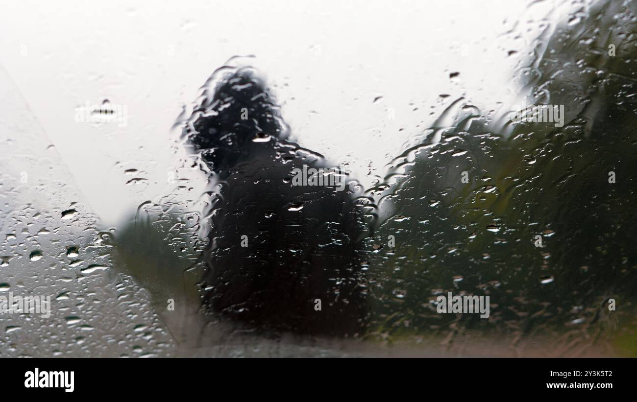 A spooky mysterious edit. Looking through a car window at a scary ...