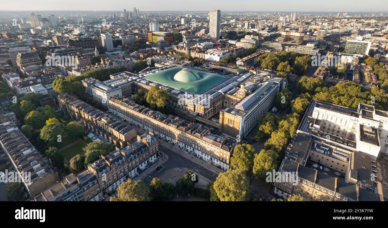 High-angle view of the British Museum, London, UK. Its distinctive ...