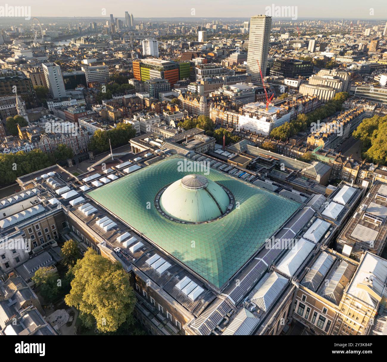 High-angle view of the British Museum, London, UK. Its distinctive ...