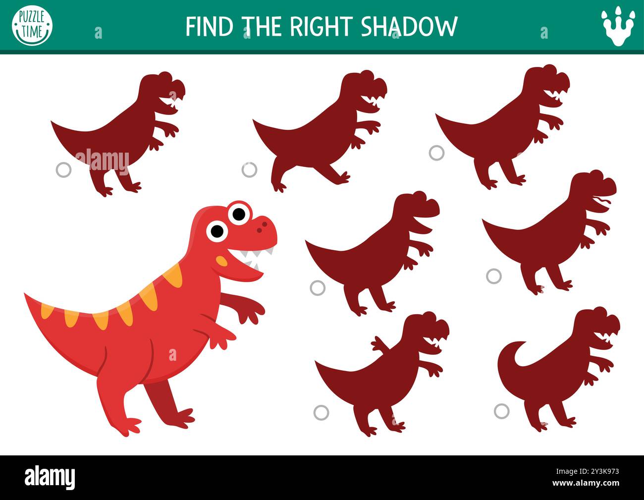 Dinosaur shadow matching activity with ancient animal. Prehistoric ...