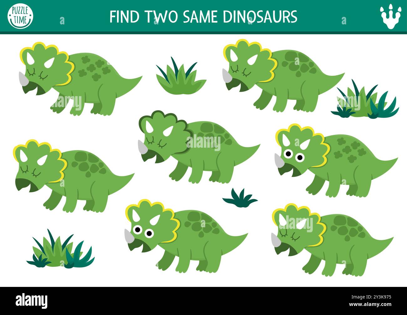 Find two same dinosaurs. Prehistoric matching activity for children ...