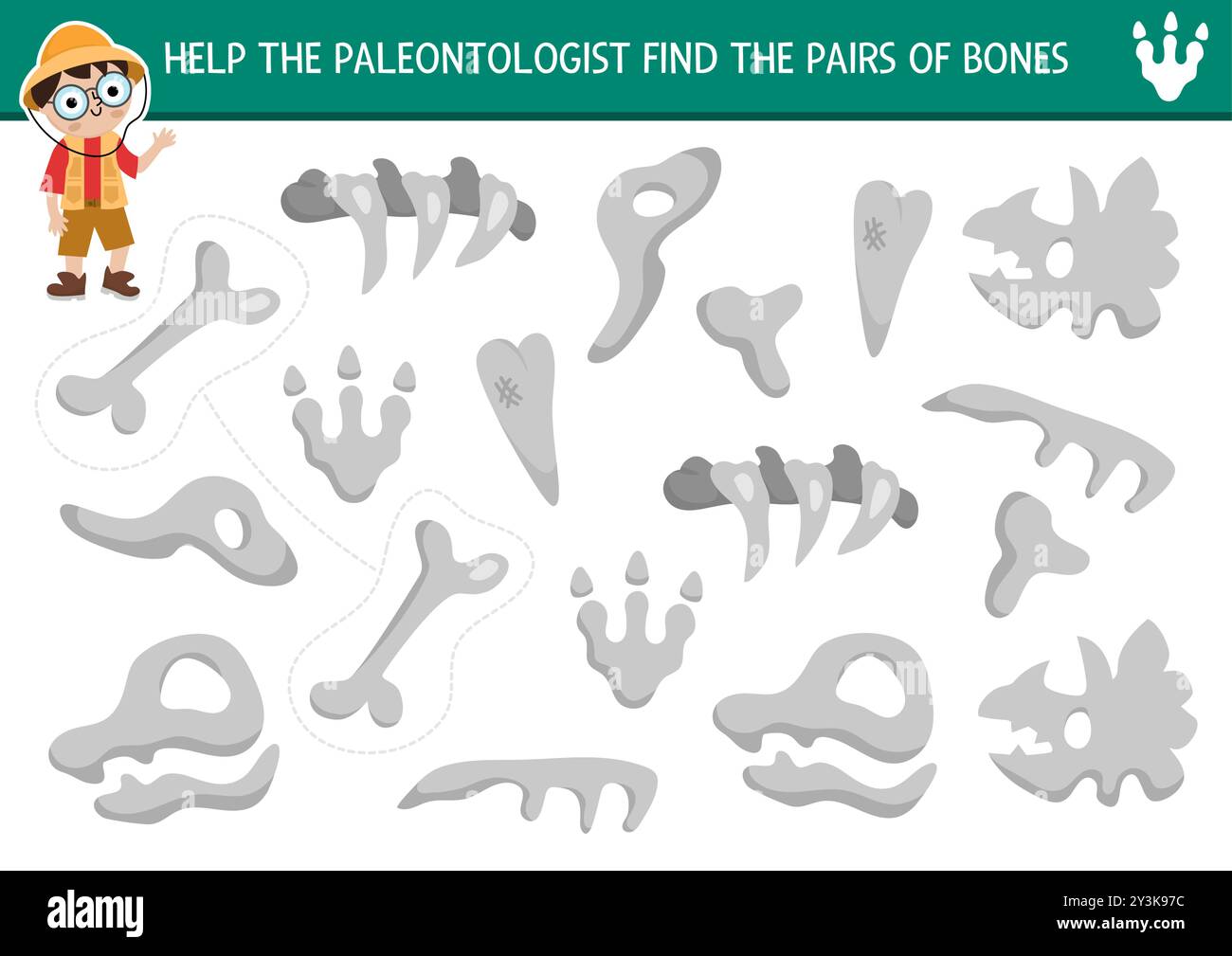 Find pair of dinosaur bones. Prehistoric matching activity for children ...