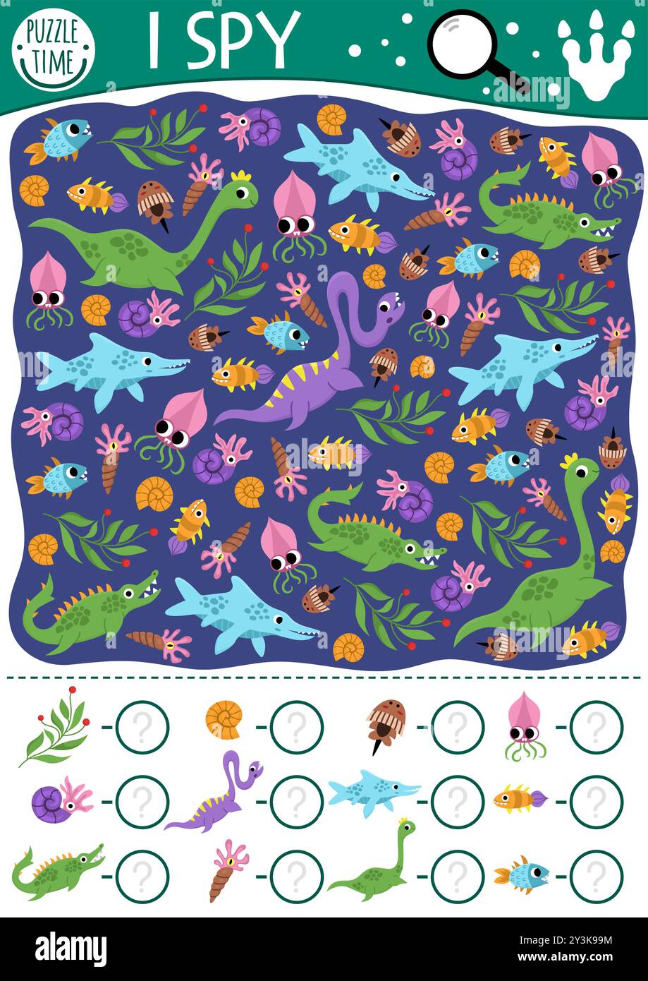 Dinosaur I spy game for kids. Searching and counting activity with ...