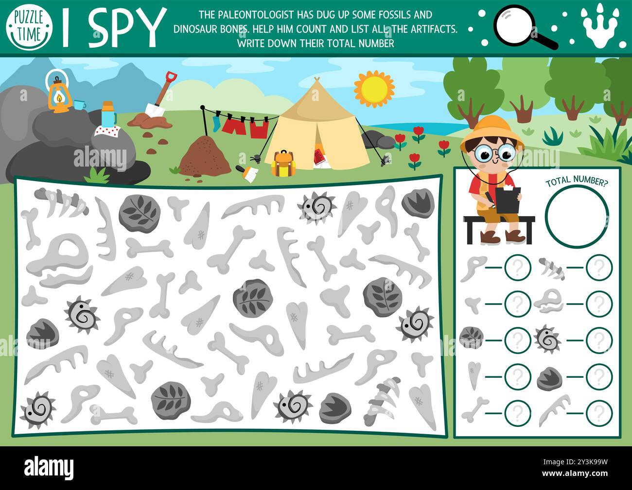 Dinosaur I spy game. Searching and counting activity with ...