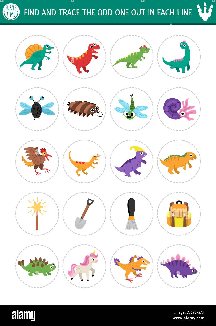 Find the odd one out. Dinosaur logical activity for kids. Prehistoric ...