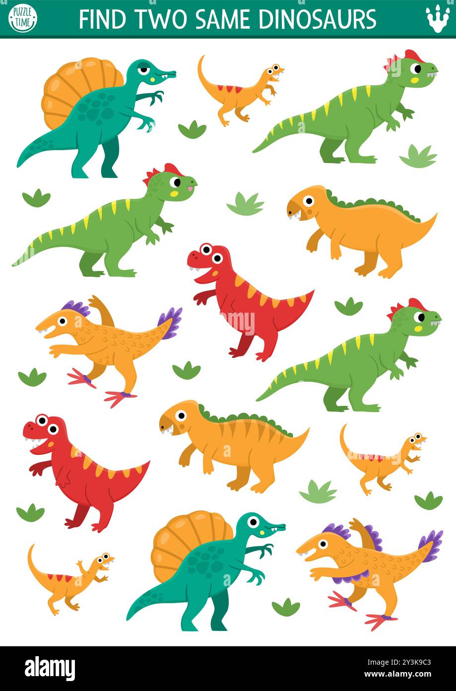 Find two same dinosaurs. Prehistoric matching activity for children ...
