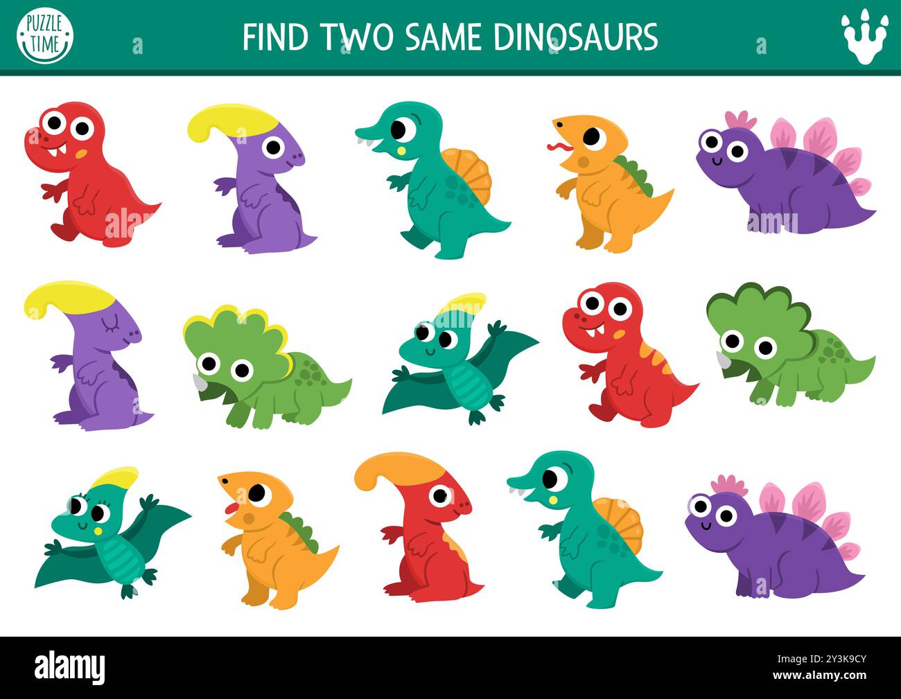 Find two same baby dinosaurs. Prehistoric matching activity for ...