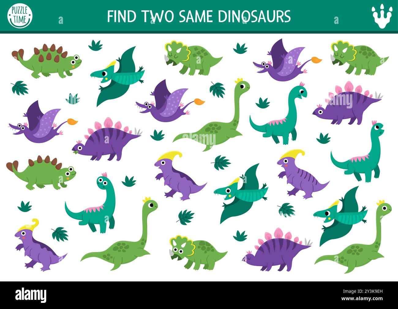 Find two same dinosaurs. Prehistoric matching activity for children ...