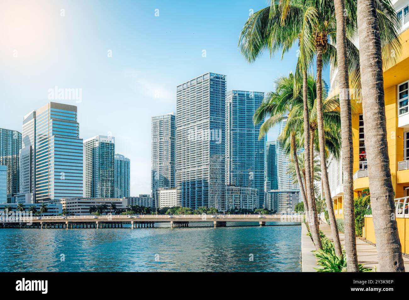 modern buildings of miami seen from brickell key Stock Photo - Alamy