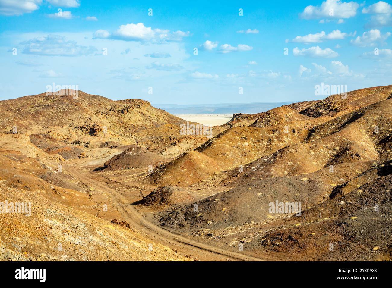 Volcanic hills landcape at salt lake Abbe, Dikhil region, Djibouti ...