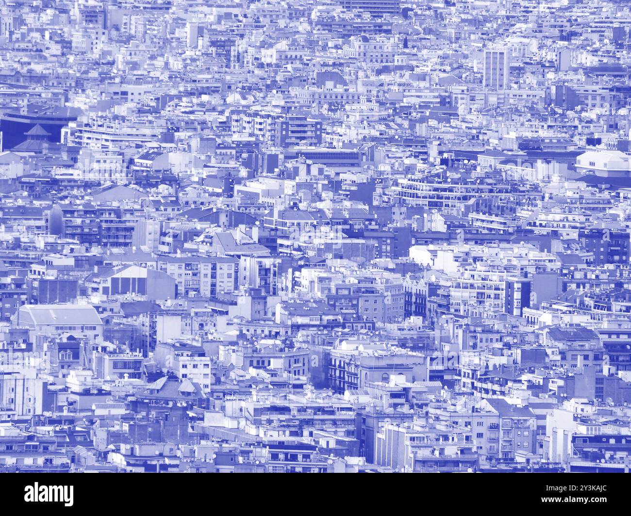 A blue and white futuristic duotone crowded urban cityscape background ...
