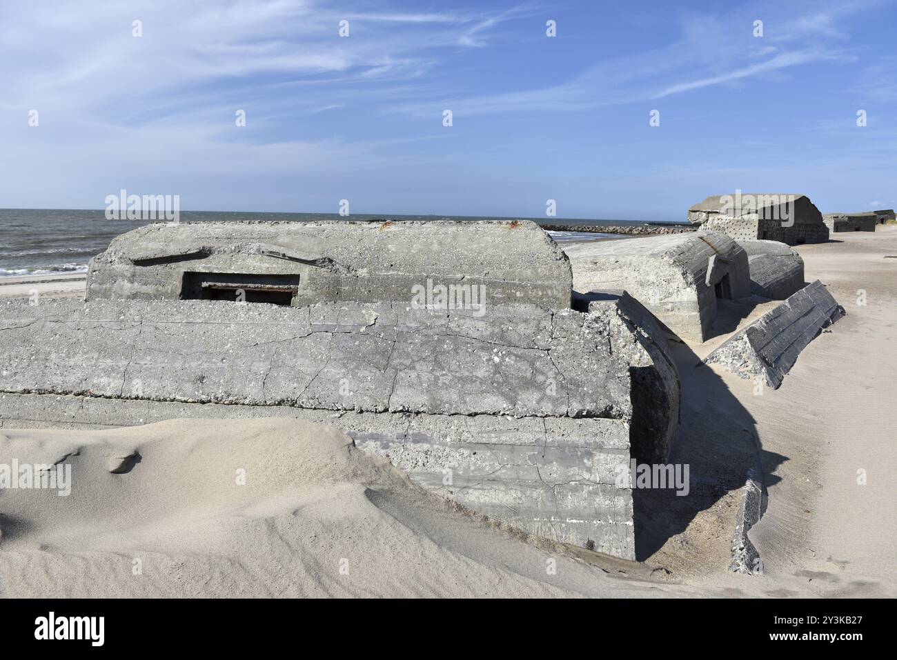 Bunker, Botonbunker of the Atlantic Wall in Denmark on the beach of ...