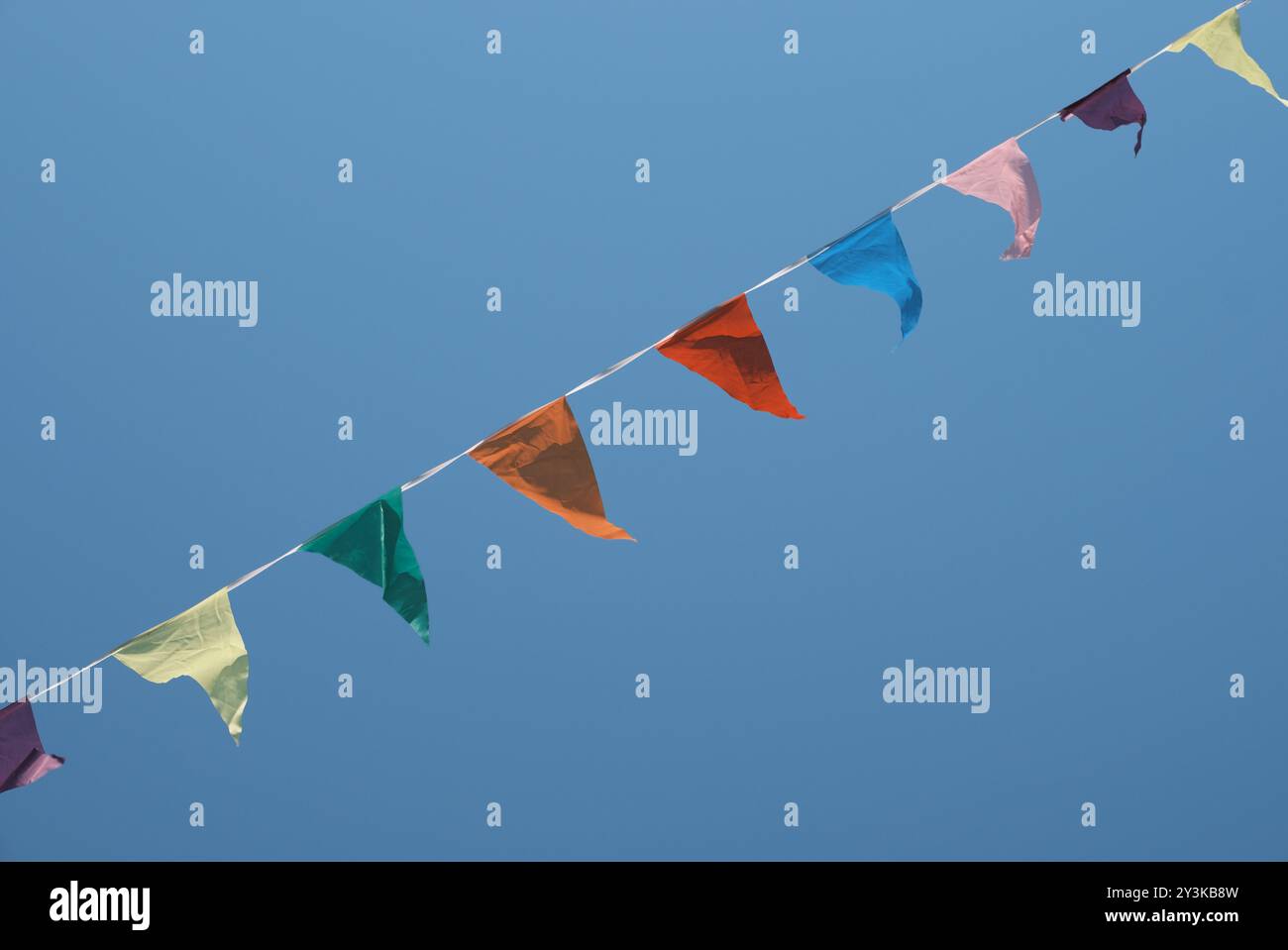 Colourful Bunting On A Bright Sunny Day, With Copy Space Stock Photo ...