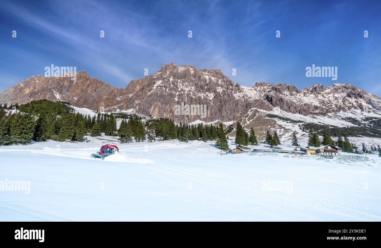 Winter scenery with the rocky peaks of the Austrian Alps mountains from ...