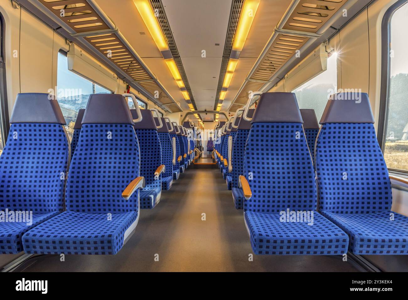 Image with the interior of a german border train. A modern train with ...