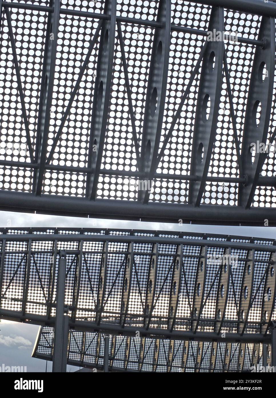 Perforated wind deflectors build over the road on water lane in leeds ...