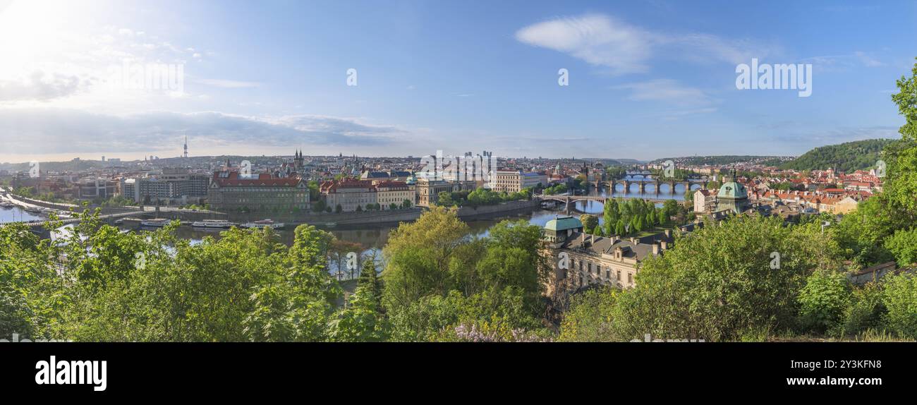 Panorama with the beautiful Prague city, the capital of Czech Republic ...