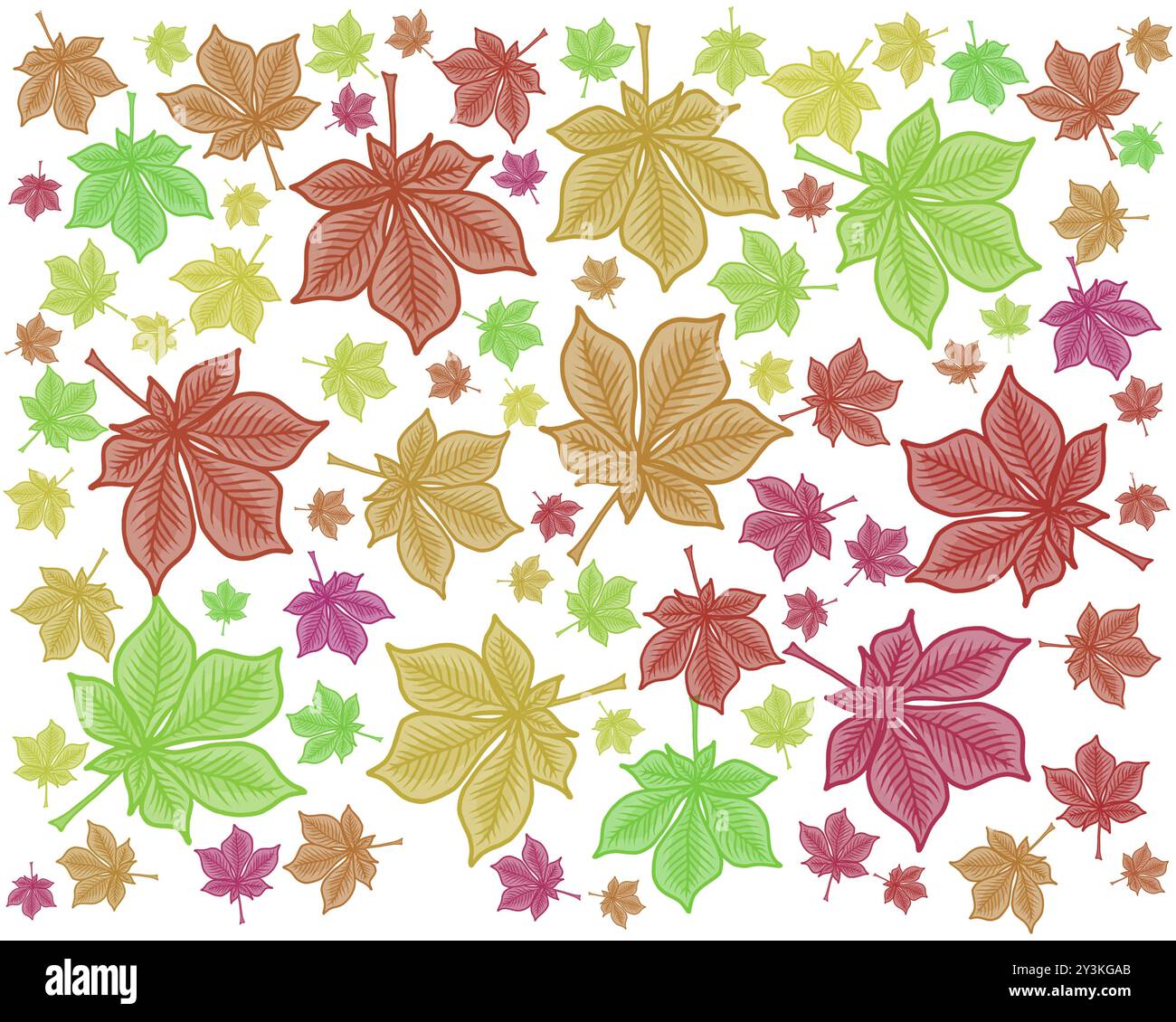 Bright colorful modern chestnut leaf repeating pattern design Stock ...