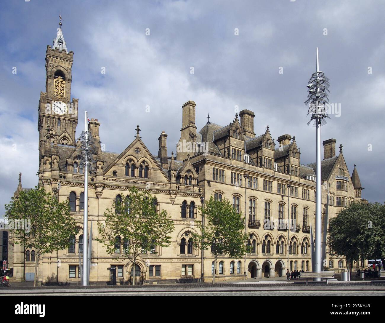 View of bradford city hall in west yorkshire a victorian gothic revival ...