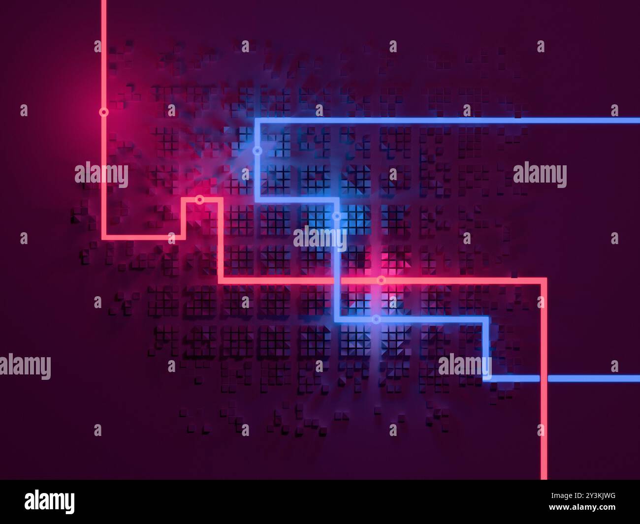 Abstract city with neon glowing lights. Cyberpunk, synthwave aesthetic ...