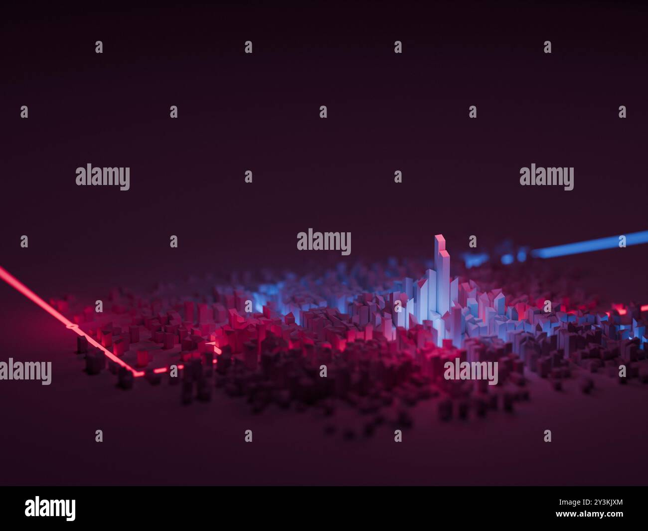 Abstract city with neon glowing lights. Cyberpunk, synthwave aesthetic ...