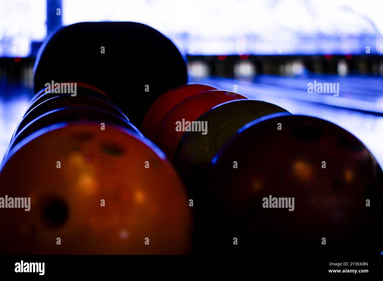 Artistic bowling photo, wallpaper. Bowling lane with dim atmospheric ...