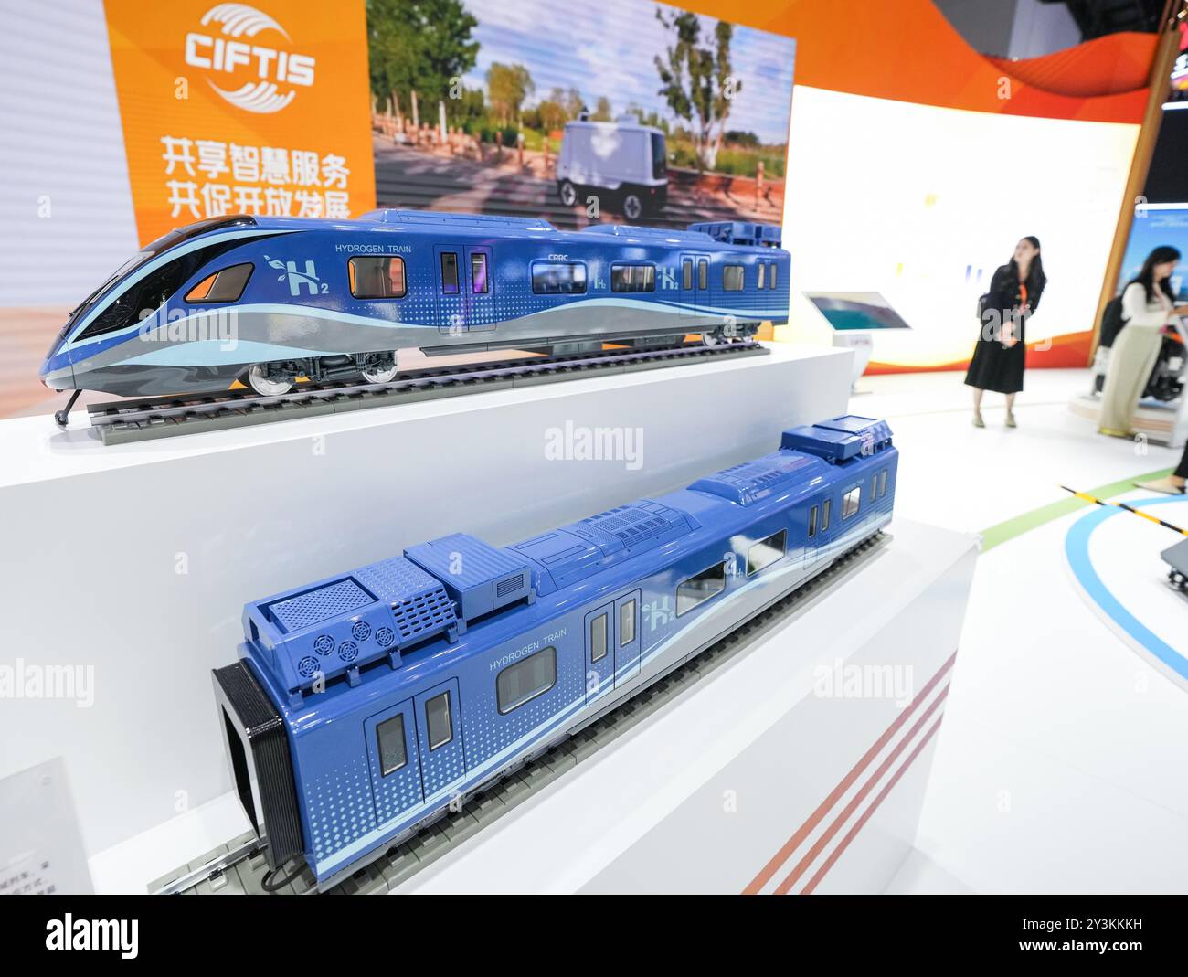 Beijing, China. 14th Sep, 2024. Models of hydrogen-powered train for ...
