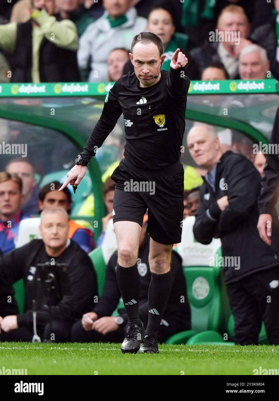 Referee Colin Steven awards a penalty to Celtic during the Scottish ...