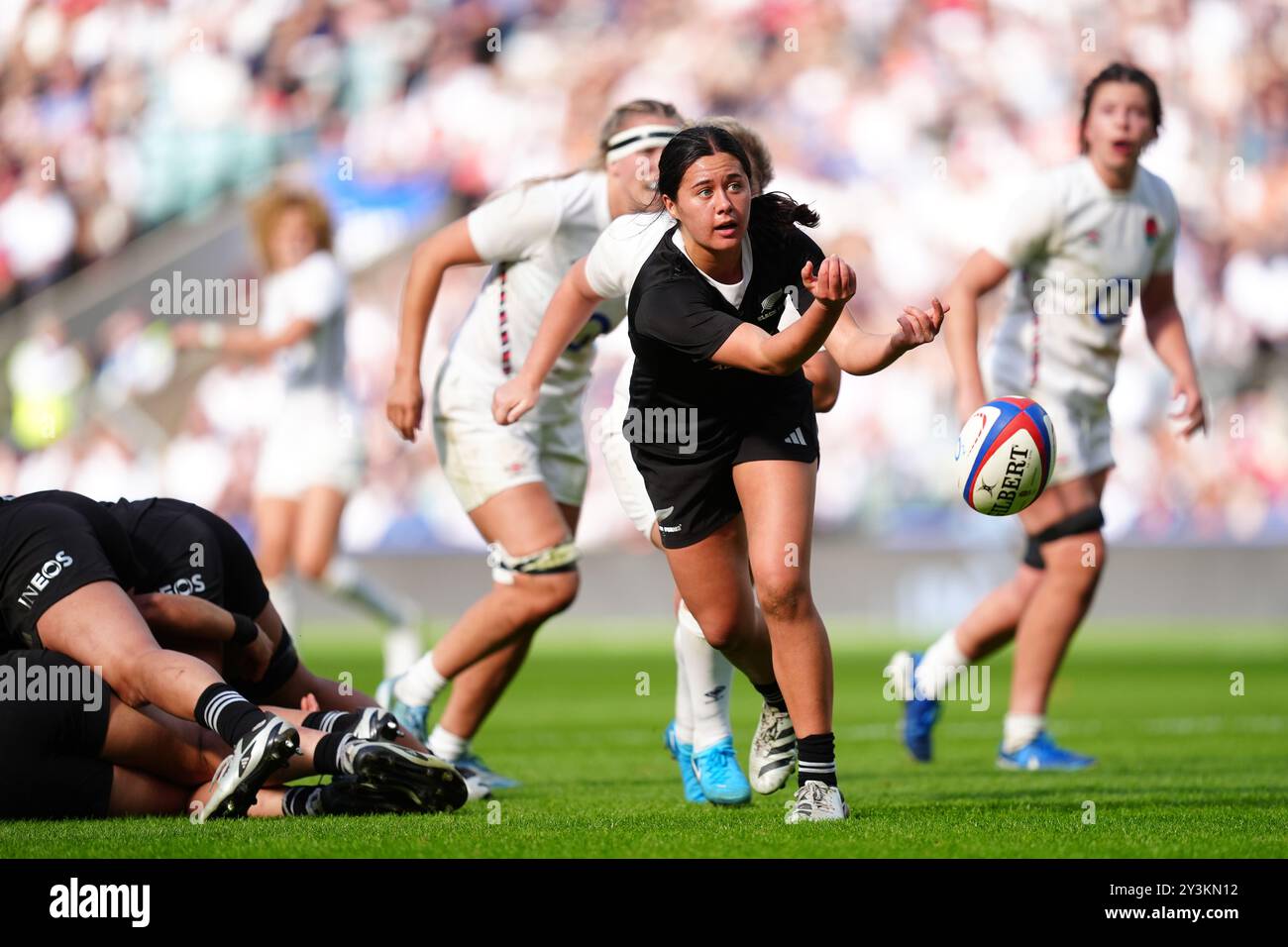 New Zealand's Maia Joseph releases the ball from pressure during the ...
