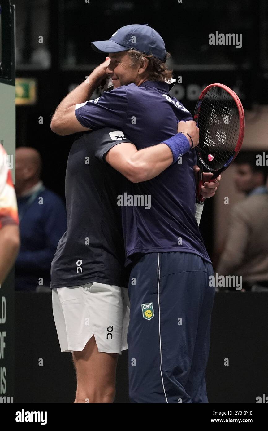 Joao Fonseca celebrates with captain Jaime Oncins for the victory ...
