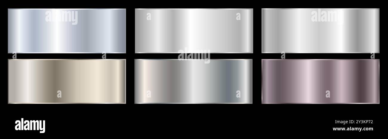 Set with silver gradients on a black background. A palette of colors ...
