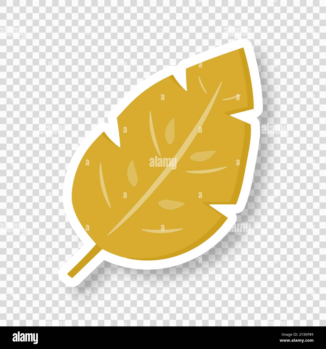 Yellow autumn leaf on a transparent background. Sticker of the autumn ...