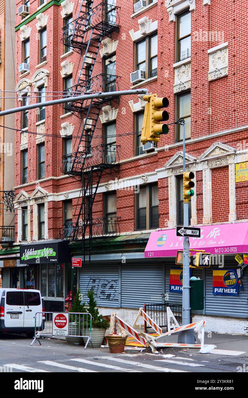 New York, United States -September 14,2024: View of a street with brick ...