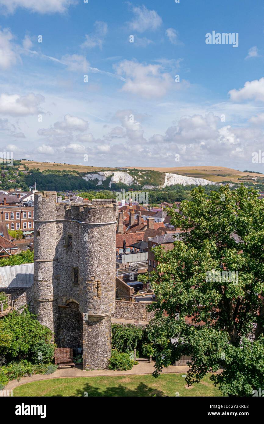 Looking east over Lewes Castle and the rooftops of Lewes to the South ...