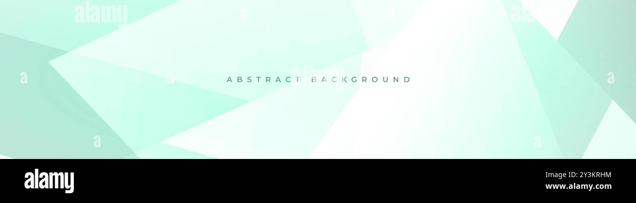 Light mint modern abstract wide green banner background with geometric ...
