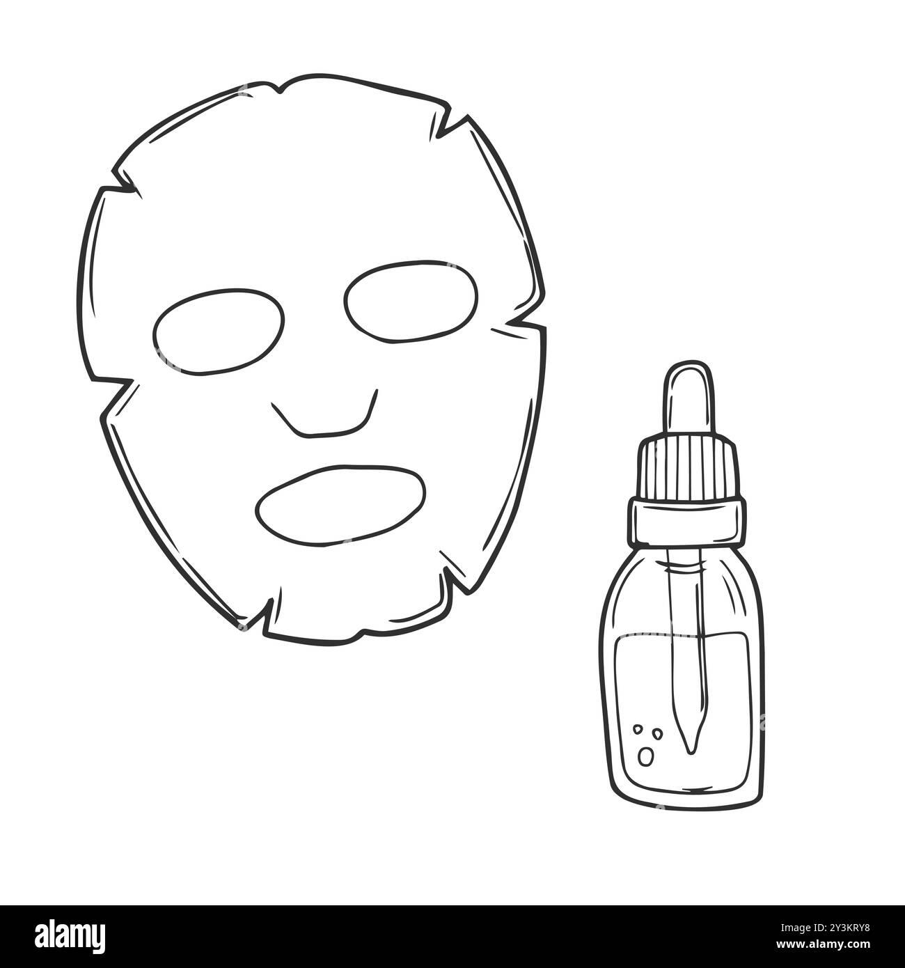 Face Sheet Mask Doodle Icon Vector Illustration Stock Vector Image