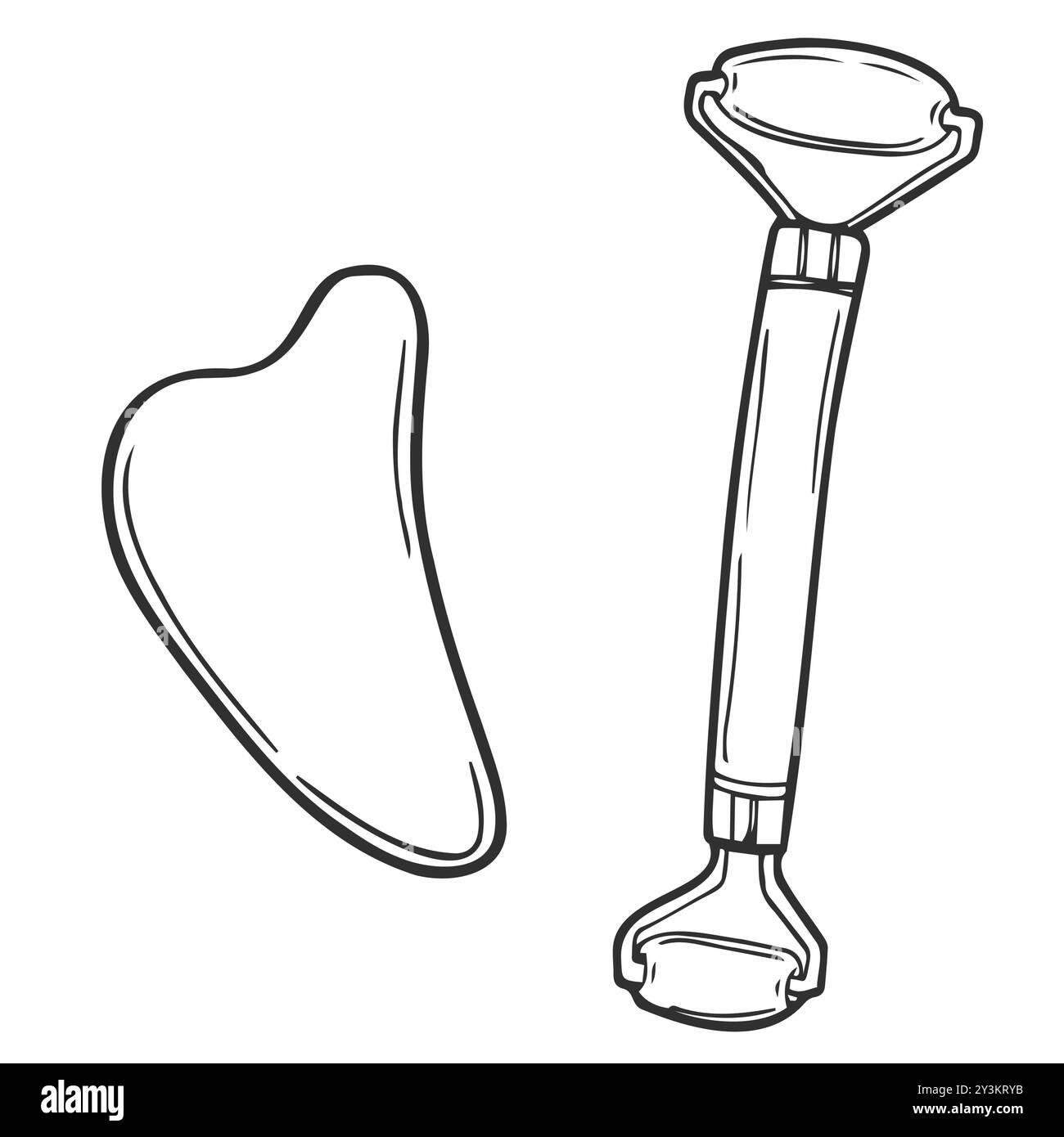 Vector hand drawn doodle sketch gua sha face massage roller isolated Stock Vector Image & Art ...