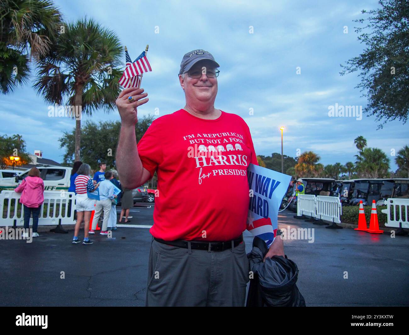 Republican Harris Supporter at the Harris Rally and Golf Cart Parade in ...