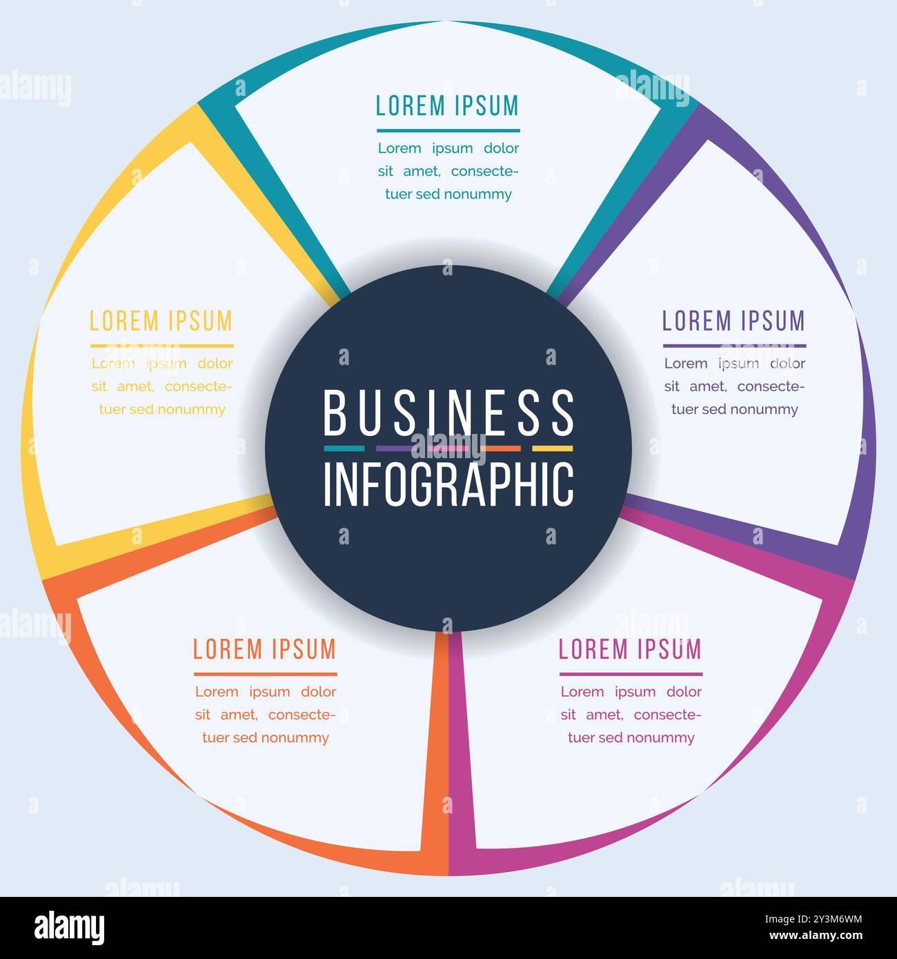 Circle Infographic design 5 steps, objects, elements or options ...