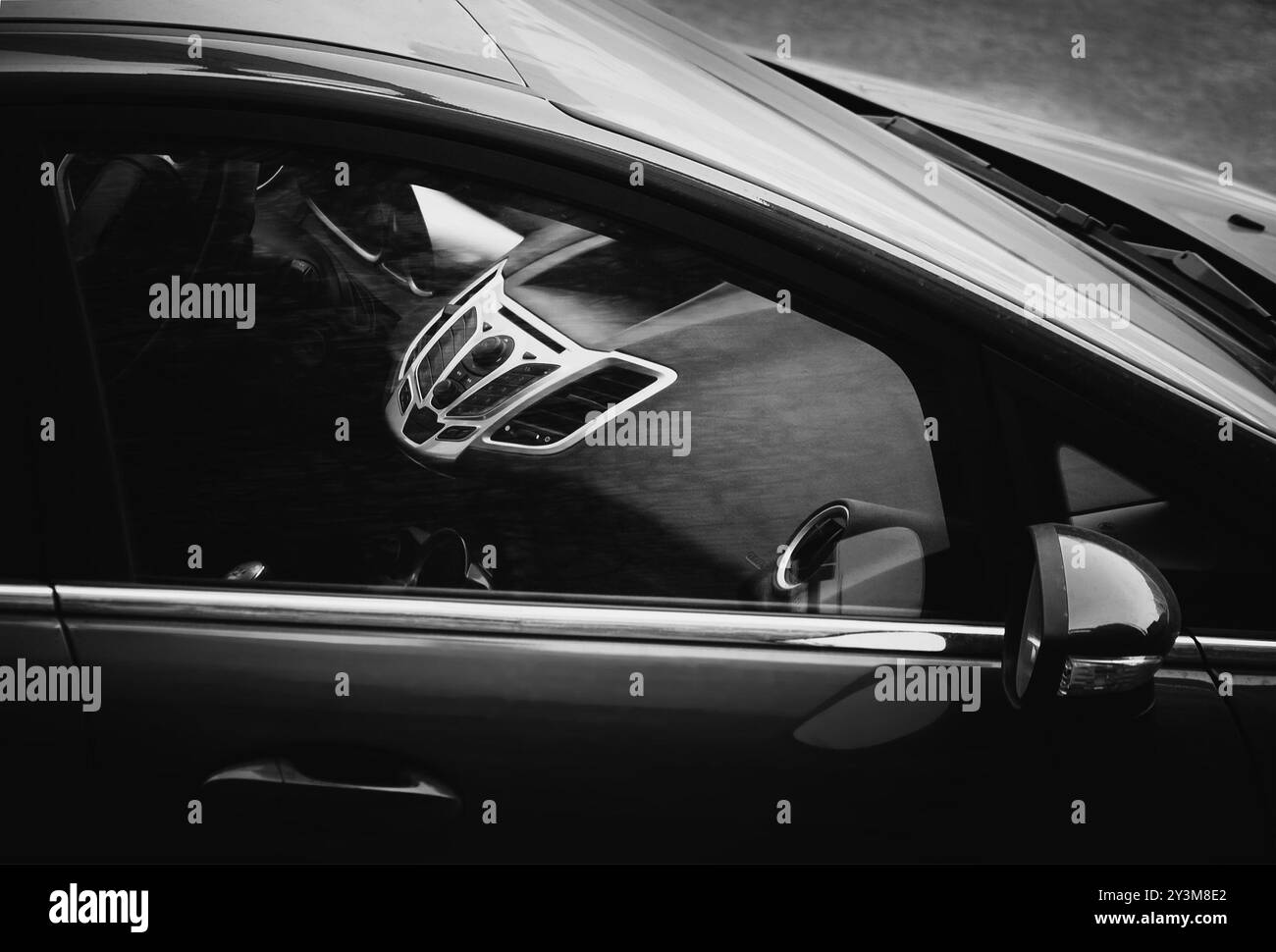 Driver inside vehicle Black and White Stock Photos & Images - Alamy