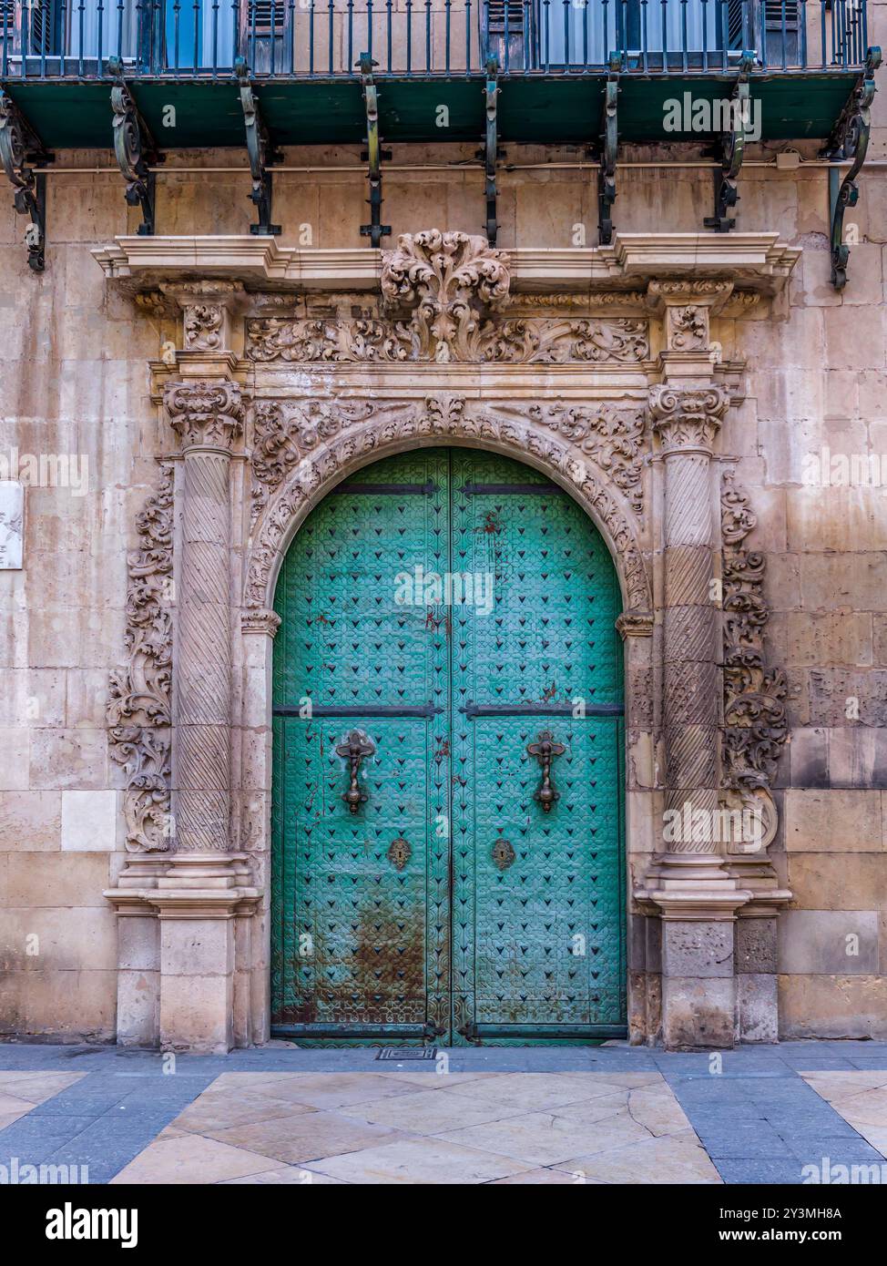 Historical Baroque-style Town Hall wooden door, Alicante, Spain Stock ...