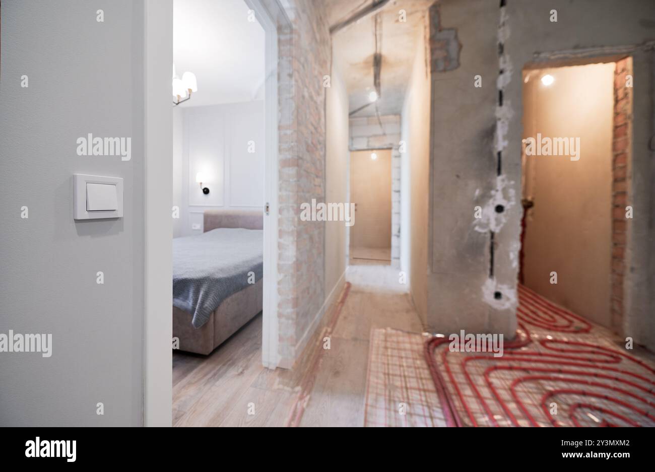 Photo collage of hallway and bedroom before and after refurbishment ...