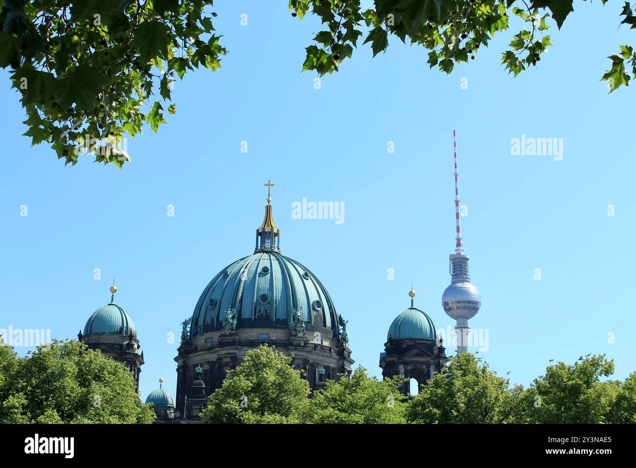 Berliner Dom with Fernsehturm TV Tower Behind, Berlin Skyline Contrast ...