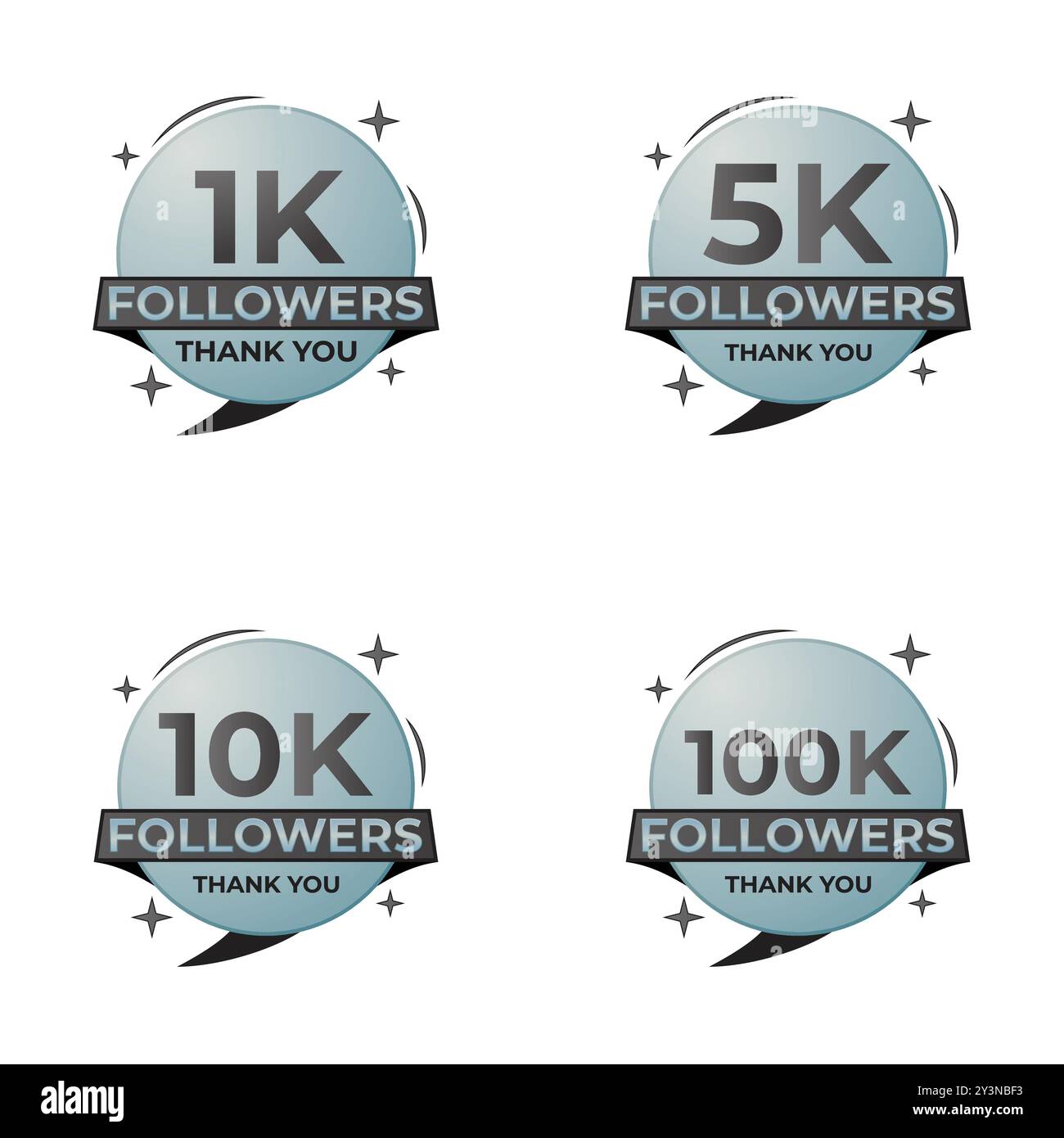 Gradient Artwork 100k, 1k, 5k, 10k Set followers thank you celebration badge artwork grey colour ...