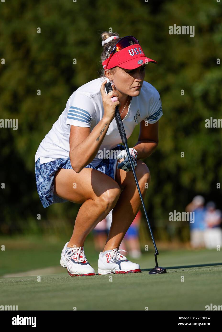 Sept 14, 2024: Lexi Thompson of team USA lines up a putt during the ...