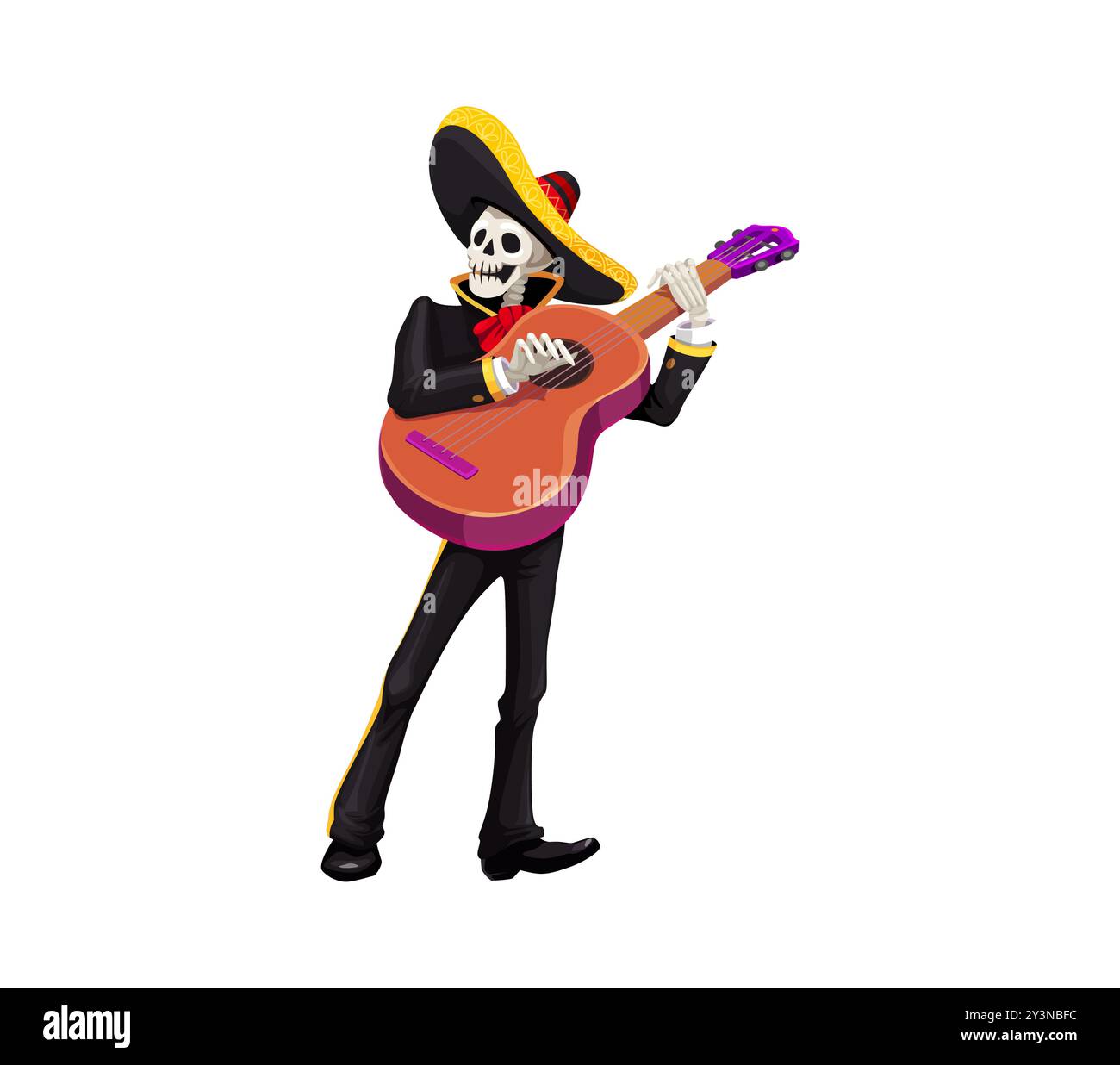 Cartoon mexican day of the dead dia de los muertos mariachi character ...